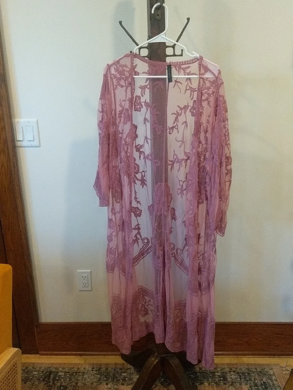 Lane Bryant | Tops | Lane Bryant Sheer Embroidered Mesh Kimono Duster ...